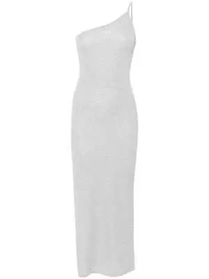 Off-White Ribbed Lurex Midi Dress