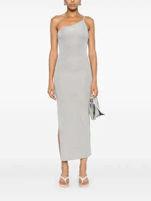 Off-White Ribbed Lurex Midi Dress