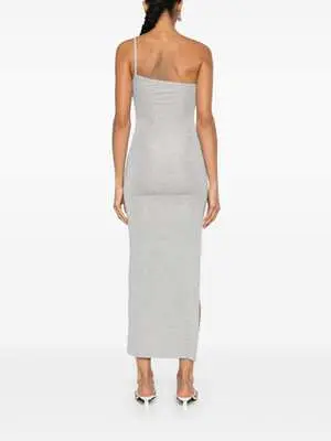 Off-White Ribbed Lurex Midi Dress