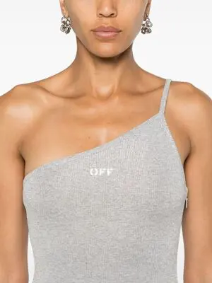 Off-White Ribbed Lurex Midi Dress