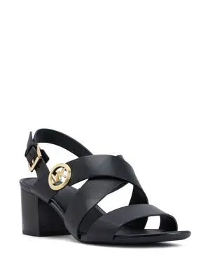 Michael Kors Vera Logo-plaque Leather Sandals - Black