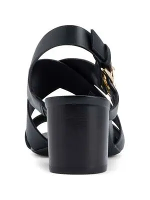 Michael Kors Vera Logo-plaque Leather Sandals - Black