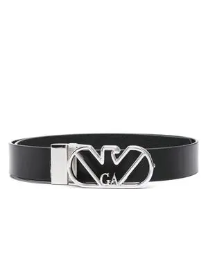 Emporio Armani Logo Buckle Leather Belt - Black
