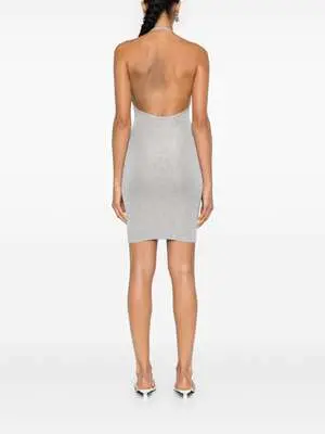 Off-White Ribbed Knit Lurex Mini Dress
