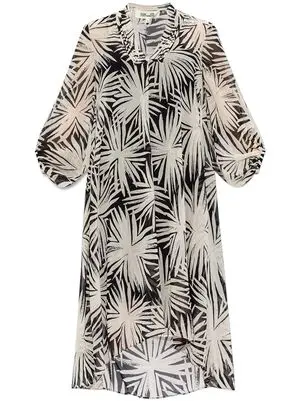 Diane Von Furstenberg Ileana Mini Dress With Graphic Print And Puff Sleeves - Black