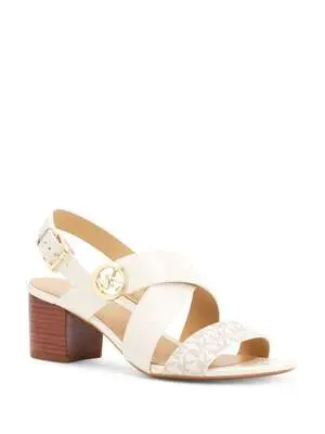 Michael Kors Vera Logo-plaque Leather Sandals - Neutrals