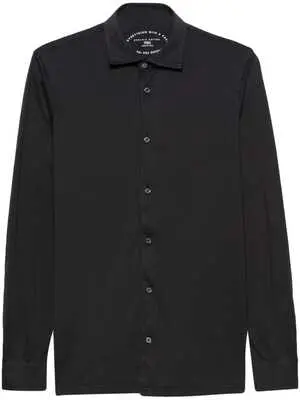 Fedeli Plain Organic-cotton Shirt - Grey