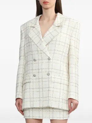 Alessandra Rich Double-breasted Tweed Blazer - White