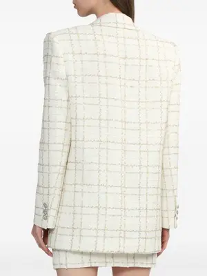 Alessandra Rich Double-breasted Tweed Blazer - White
