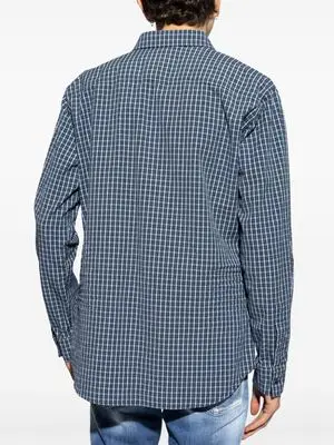 Dsquared2 Logo-patch Plaid Cotton Shirt - Blue