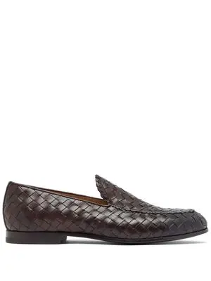 SCAROSSO Vittorio Interwoven Leather Loafers - Brown