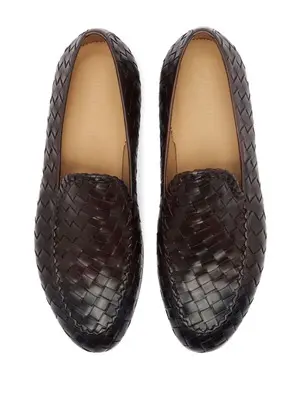 SCAROSSO Vittorio Interwoven Leather Loafers - Brown