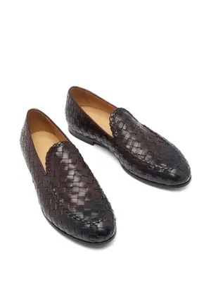 SCAROSSO Vittorio Interwoven Leather Loafers - Brown