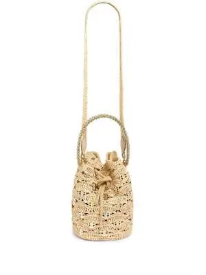 Rabanne 1969 Raphia Wave Paco Bucket Bag - Neutrals