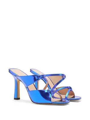 SCAROSSO Zoe 100mm Leather Mules - Blue