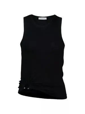 Rabanne Asymmetric Gathered-detail Tank Top - Black