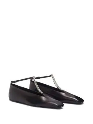 JIL SANDER Crystal-embellished Ballerina Shoes - Black
