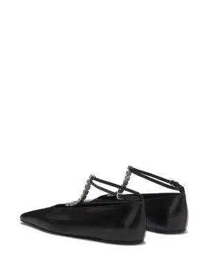 JIL SANDER Crystal-embellished Ballerina Shoes - Black