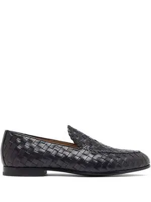 SCAROSSO Vittorio Woven Leather Loafers - Black