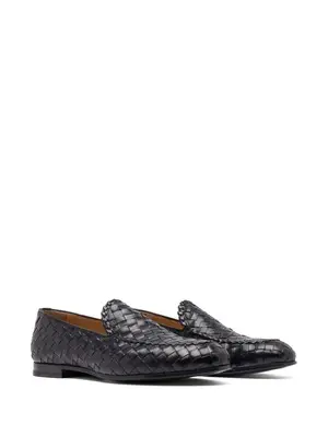 SCAROSSO Vittorio Woven Leather Loafers - Black