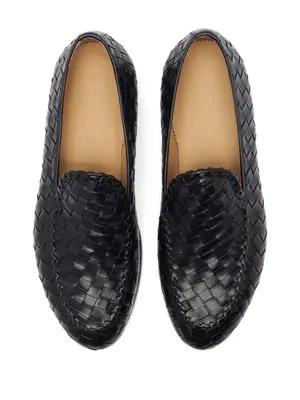 SCAROSSO Vittorio Woven Leather Loafers - Black