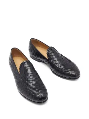 SCAROSSO Vittorio Woven Leather Loafers - Black