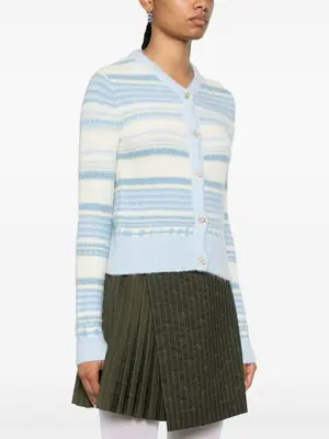 GANNI V-neck Striped Cardigan