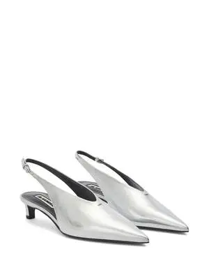 JIL SANDER Metallic Slingback Pumps - Grey
