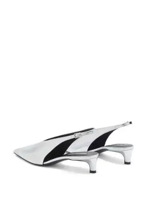 JIL SANDER Metallic Slingback Pumps - Grey