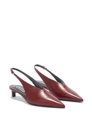 JIL SANDER 45mm Slingback Leather Pumps - Red