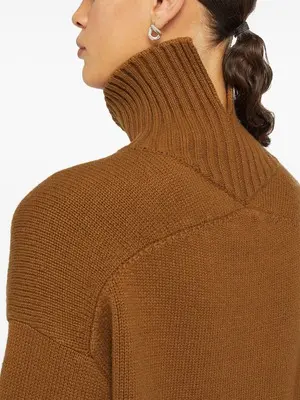 JIL SANDER Funnel-neck Jumper - Brown
