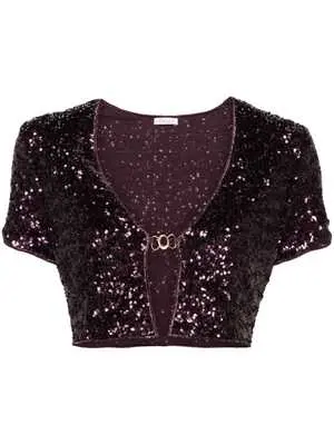 Oseree Sequinned Cropped Cardigan
