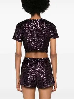 Oseree Sequinned Cropped Cardigan