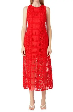Endless Rose Textured Sleeveless Maxi Dress - Red
