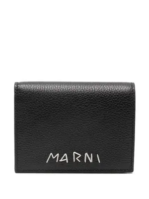 Marni Logo-embroidered Leather Wallet - Black