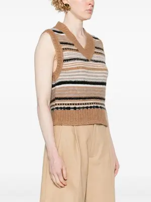 GANNI Striped Sleeveless Jumper - Neutrals