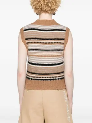 GANNI Striped Sleeveless Jumper - Neutrals