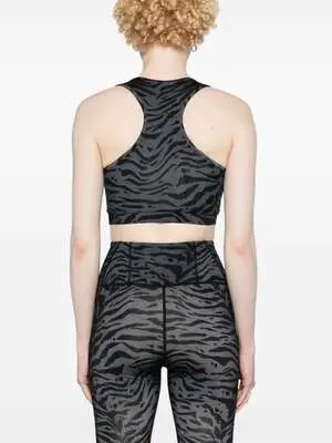 GANNI Logo Zebra-print Crop Top