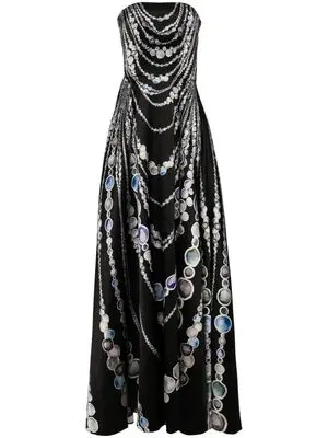 SAIID KOBEISY Graphic-print Mikado Gown