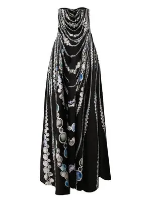 SAIID KOBEISY Graphic-print Mikado Gown