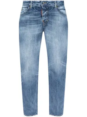 Dsquared2 Logo-patch Cropped Jeans - Blue
