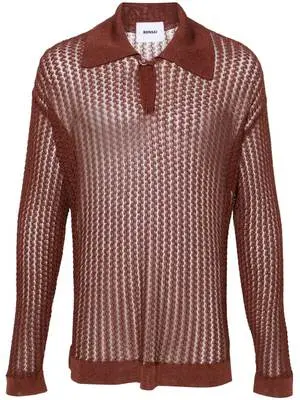 BONSAI V-neck Polo-collar Sweater - Brown