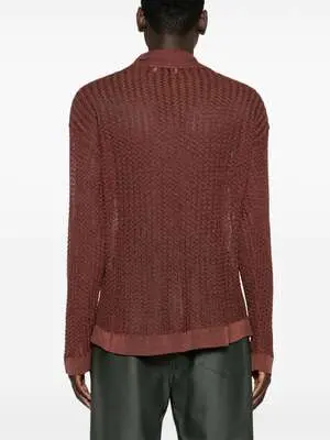 BONSAI V-neck Polo-collar Sweater - Brown