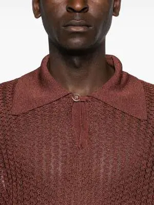 BONSAI V-neck Polo-collar Sweater - Brown