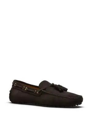 Car Shoe Tassel Suede Driving Shoes - Brown