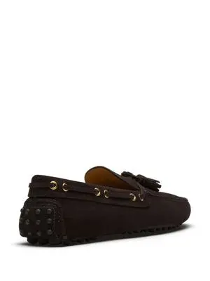 Car Shoe Tassel Suede Driving Shoes - Brown