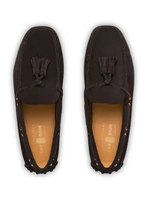 Car Shoe Tassel Suede Driving Shoes - Brown