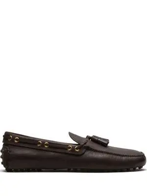 Car Shoe Tassel Leather Driving Shoes - Brown