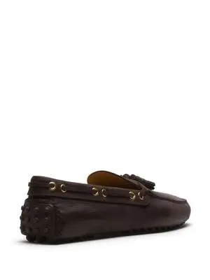 Car Shoe Tassel Leather Driving Shoes - Brown