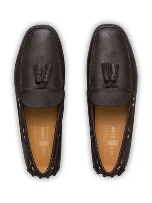 Car Shoe Tassel Leather Driving Shoes - Brown